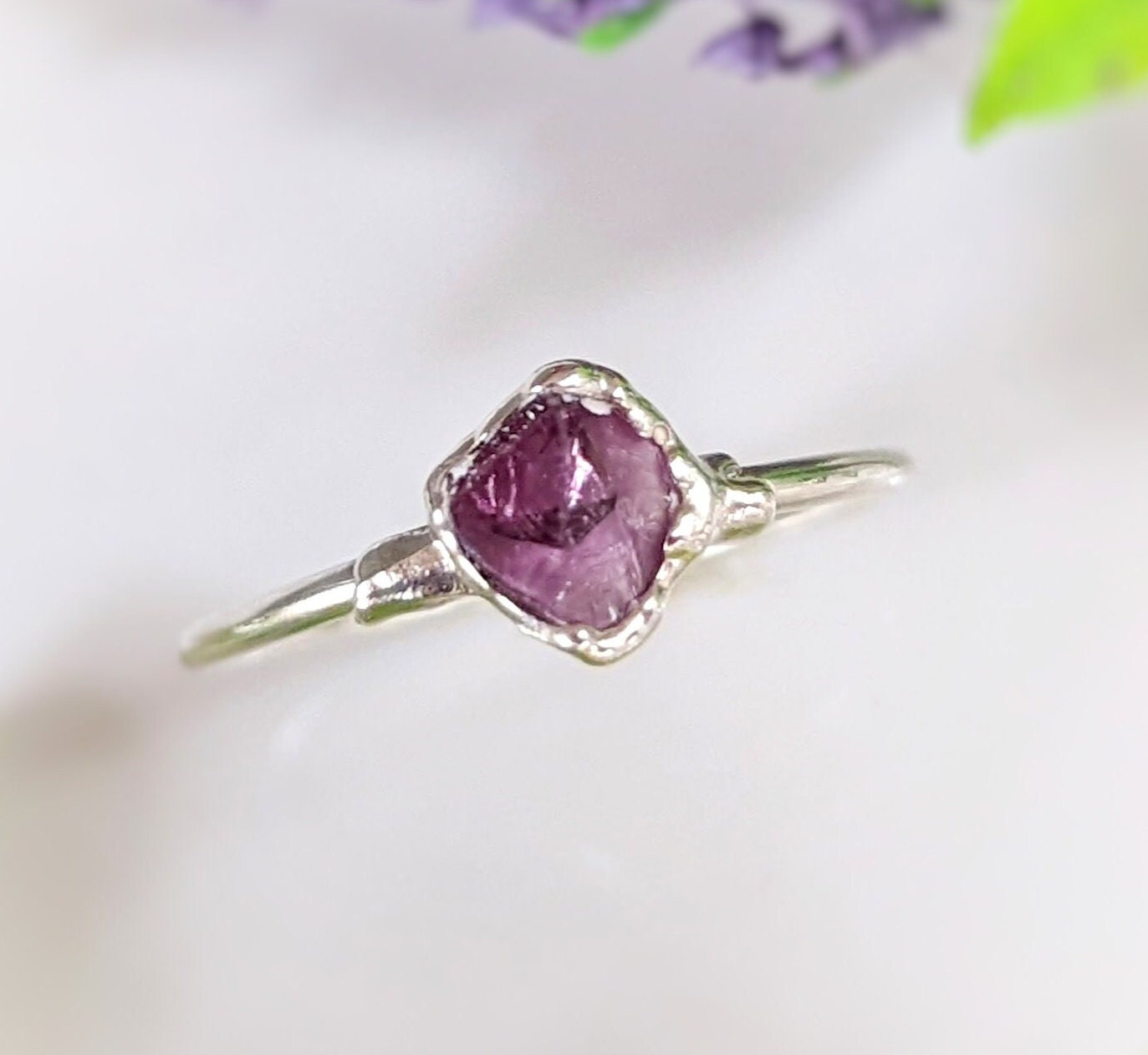 Raw Alexandrite Ring, Raw Stone Ring, June Birthstone Ring, Raw Crystal ...