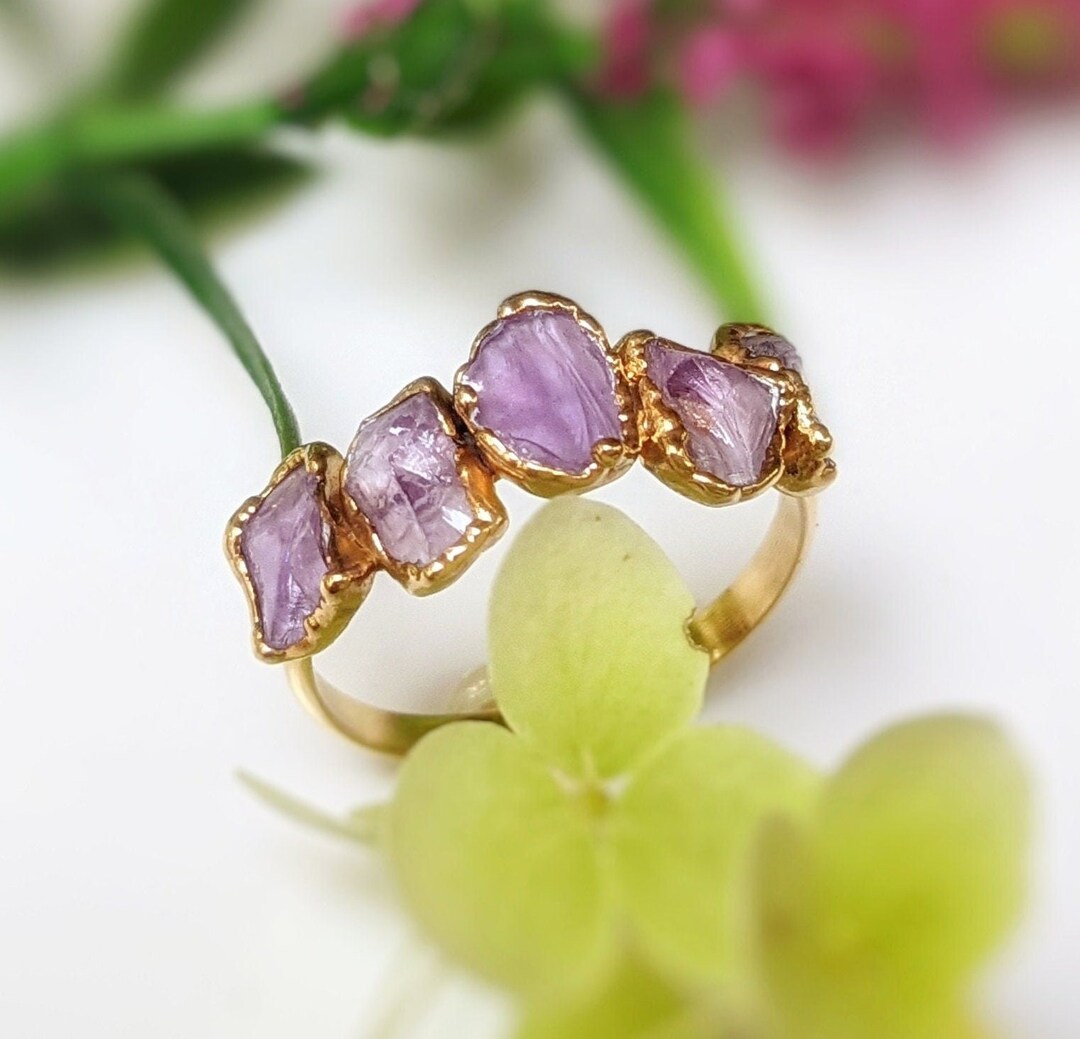 Raw Alexandrite Eternity Ring, Raw Alexandrite Ring, Gold Multi-stone ...