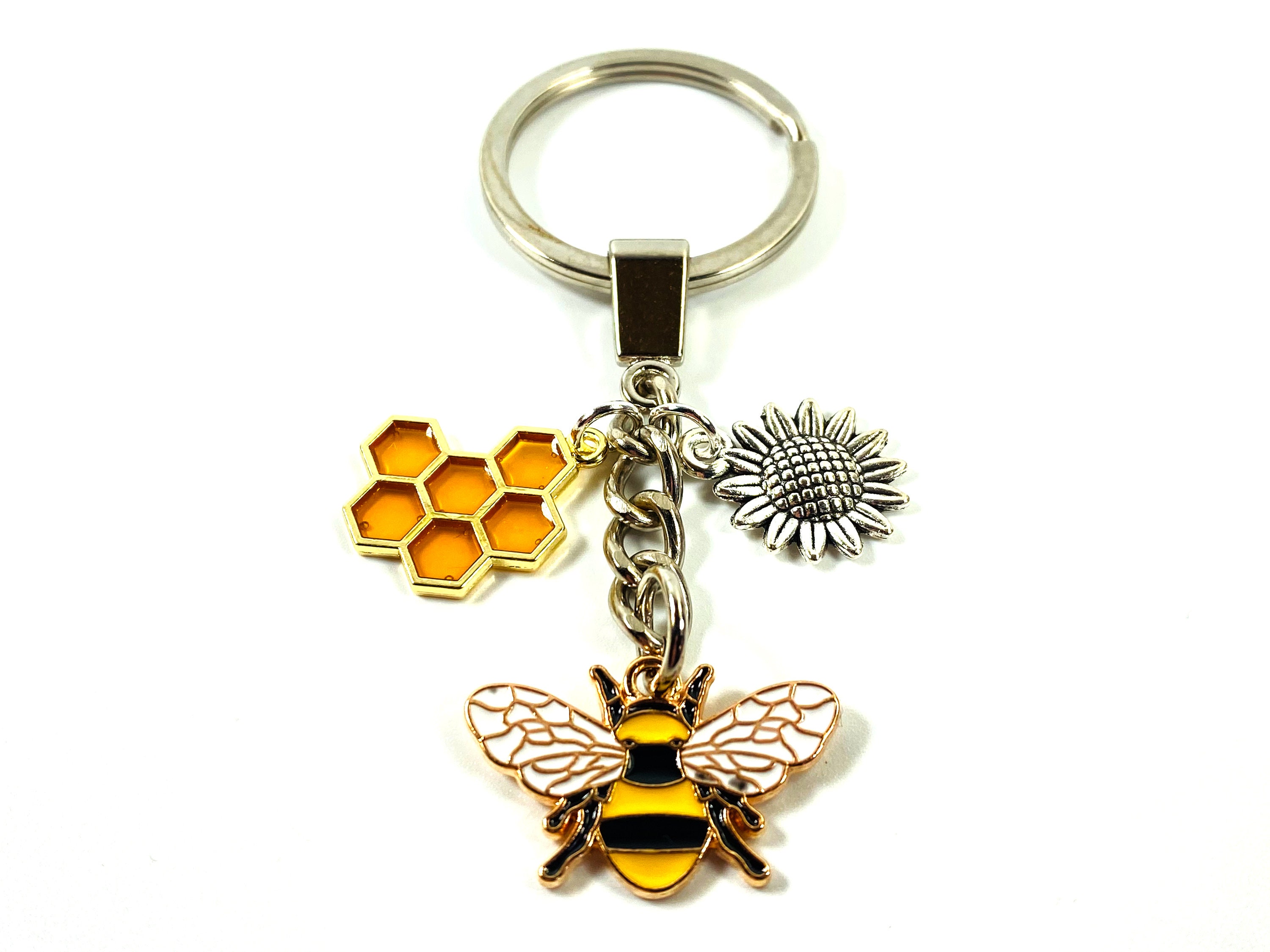 Honey Bee Keyring Gardening Bee Charm Keyring Sunflower - Etsy UK