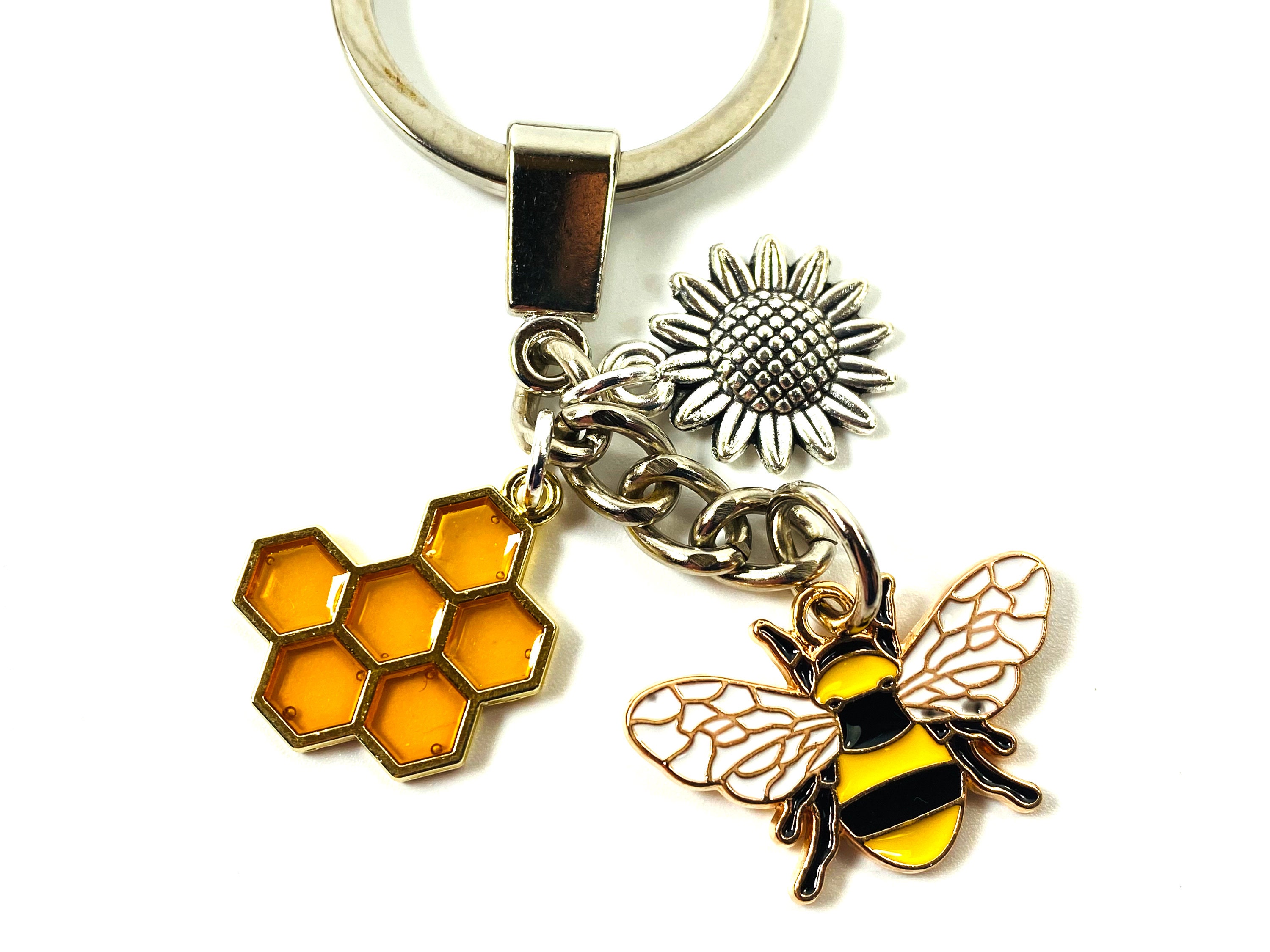 Honey Bee Keyring Gardening Bee Charm Keyring Sunflower - Etsy UK