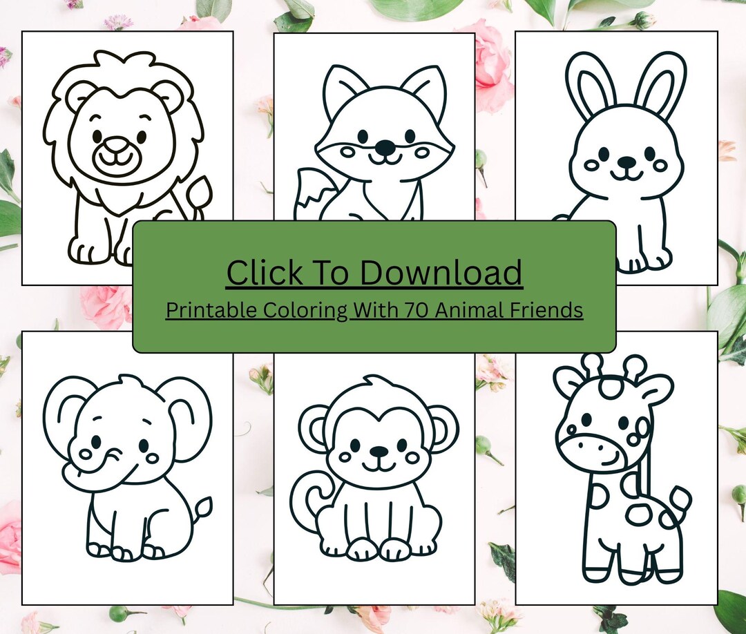 Printable Coloring Pages With 70 Animal Friends - Etsy