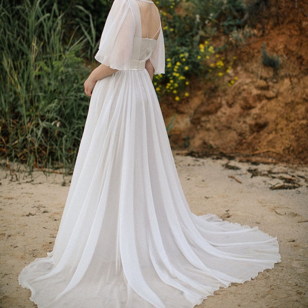 Chiffon Wedding Dress - Etsy