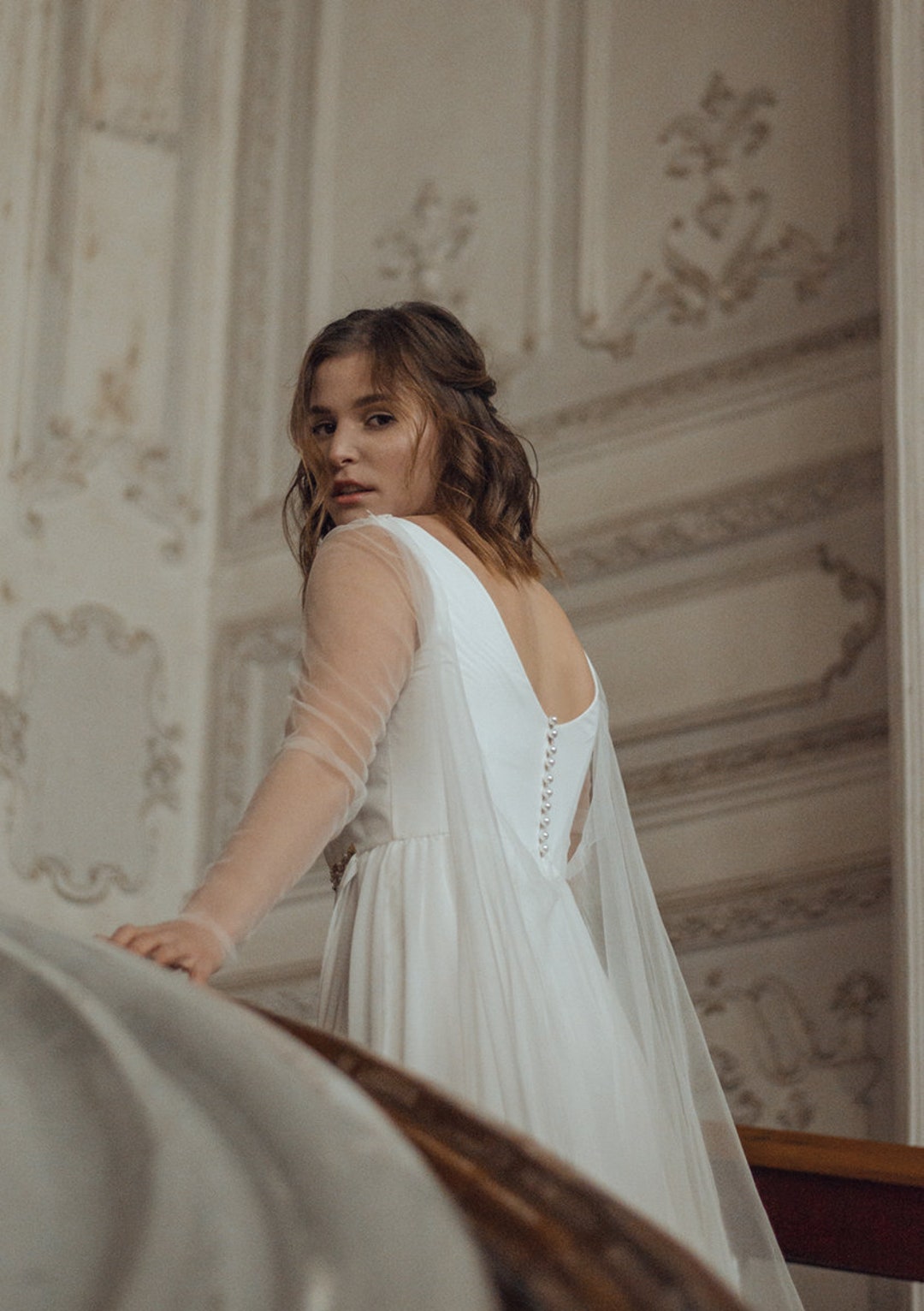 Simple Modest Wedding Dress Made With Soft Chiffon and Tulle - Etsy