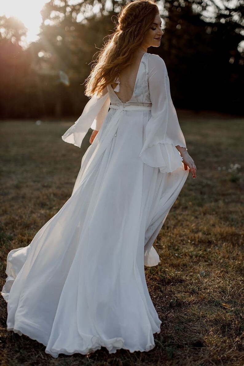 Cotton Simple Boho Wedding Dress Wedding Dress With Bell | Etsy