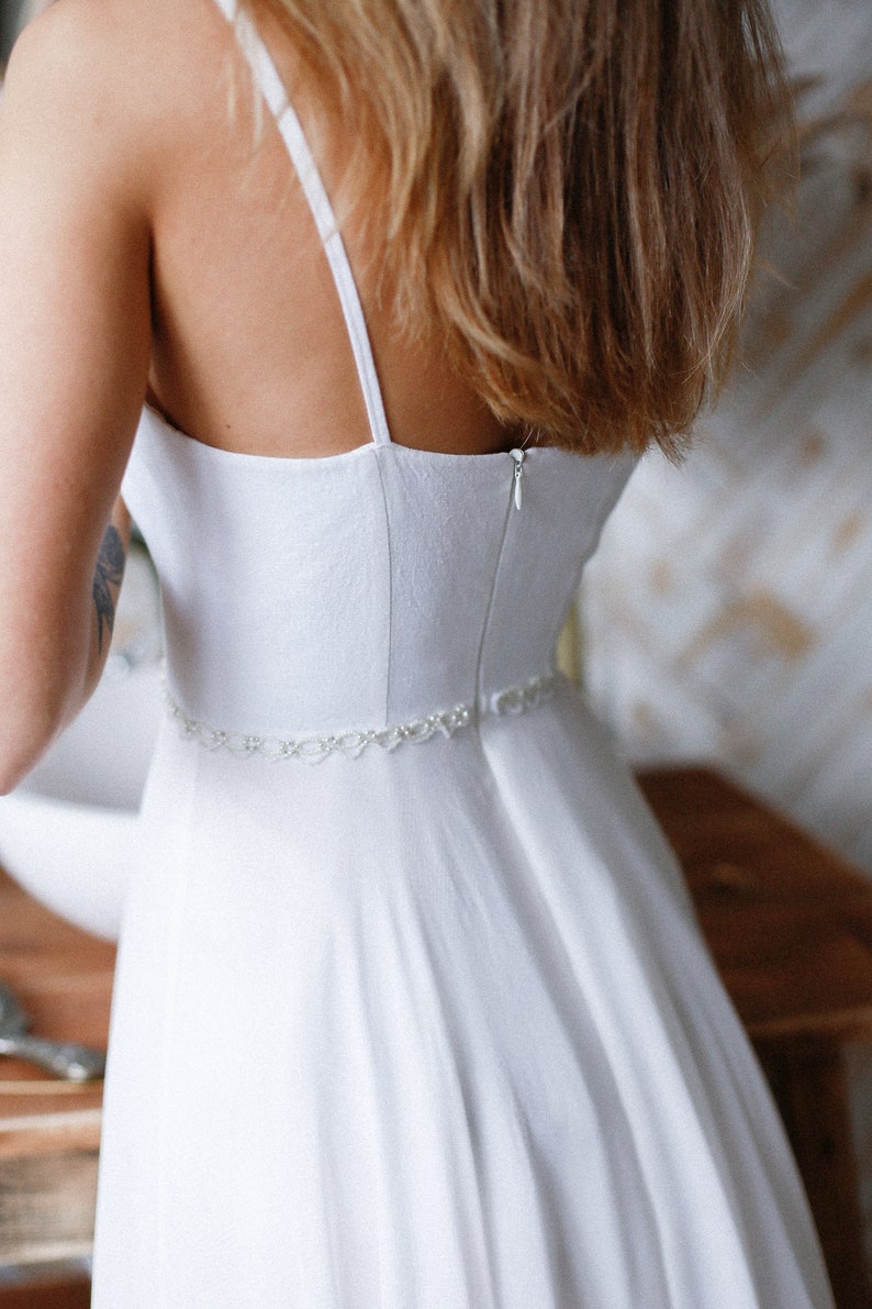 Simple Wedding Dress Linen Bridal Gown Minimalist Wedding - Etsy