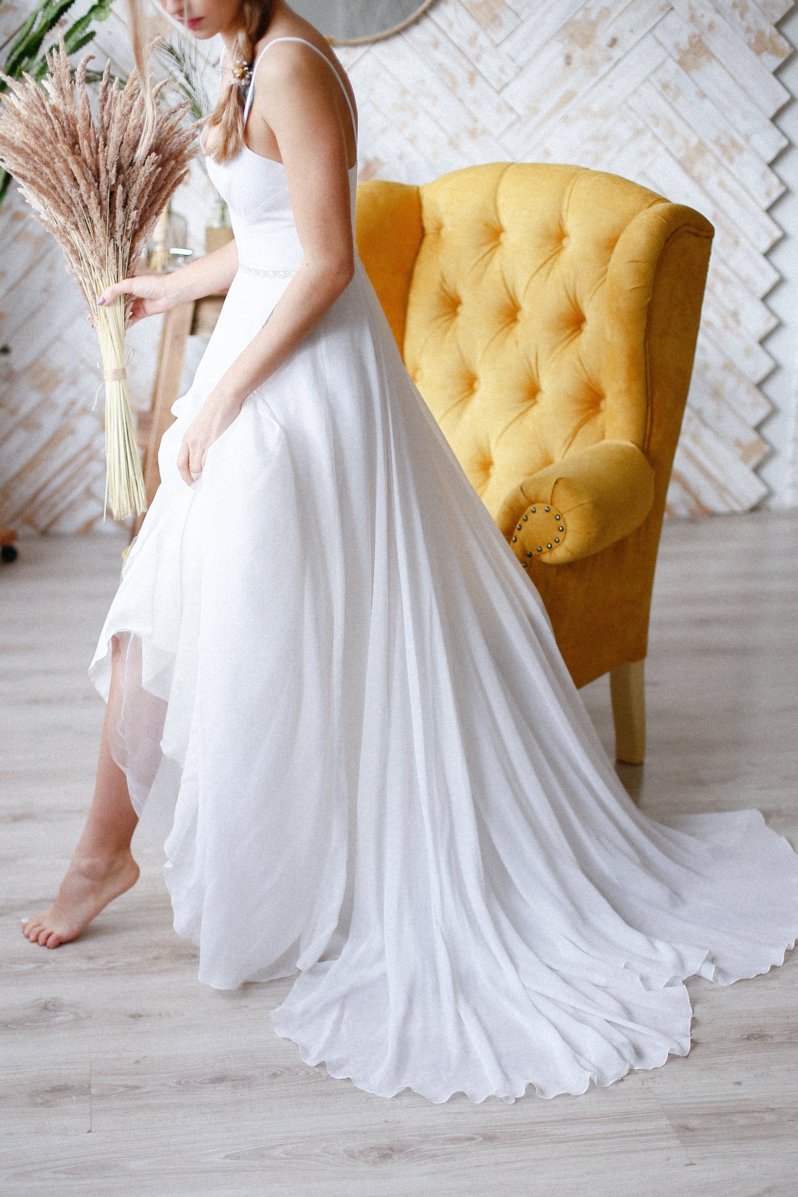 Simple Wedding Dress Linen Bridal Gown Minimalist Wedding - Etsy