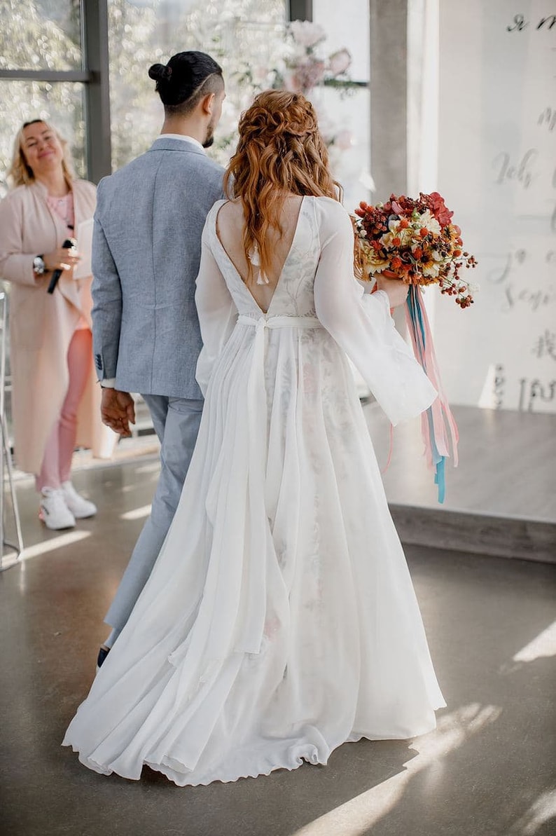 Cotton Simple Boho Wedding Dress Wedding Dress With Bell | Etsy