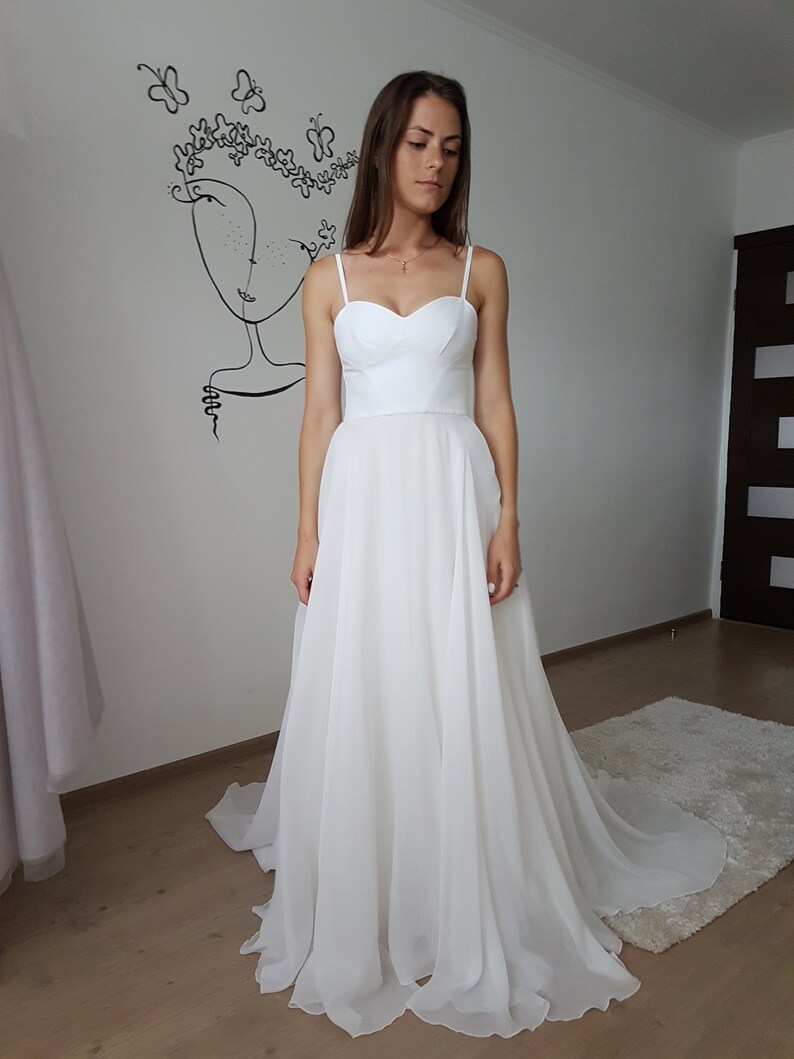 Simple Wedding Dress Linen Bridal Gown Minimalist Wedding | Etsy