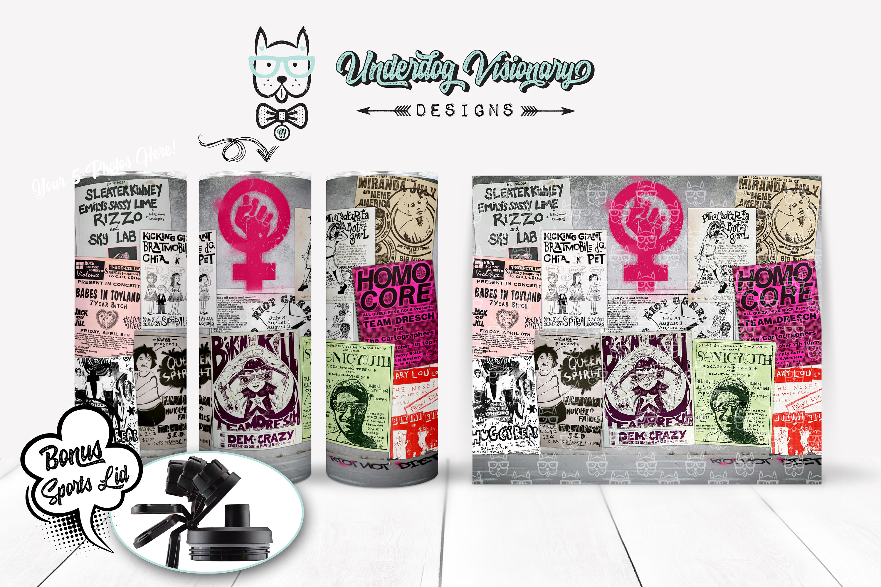 Vintage Riot Grrrl Flyer Custom 20 Oz Stainless Steel Tumbler With FREE ...