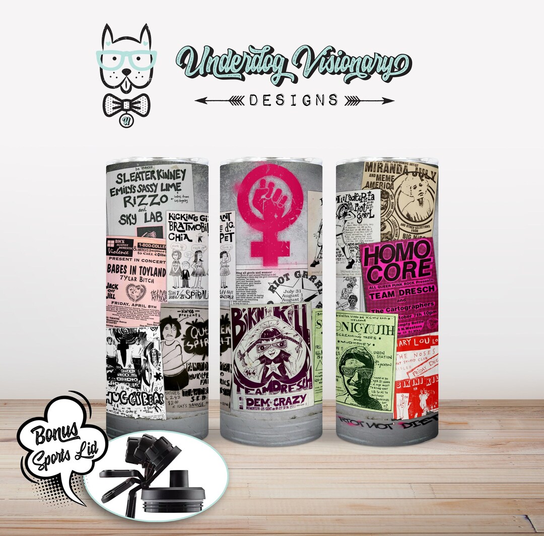 Vintage Riot Grrrl Flyer Custom 20 Oz Stainless Steel Tumbler With FREE ...