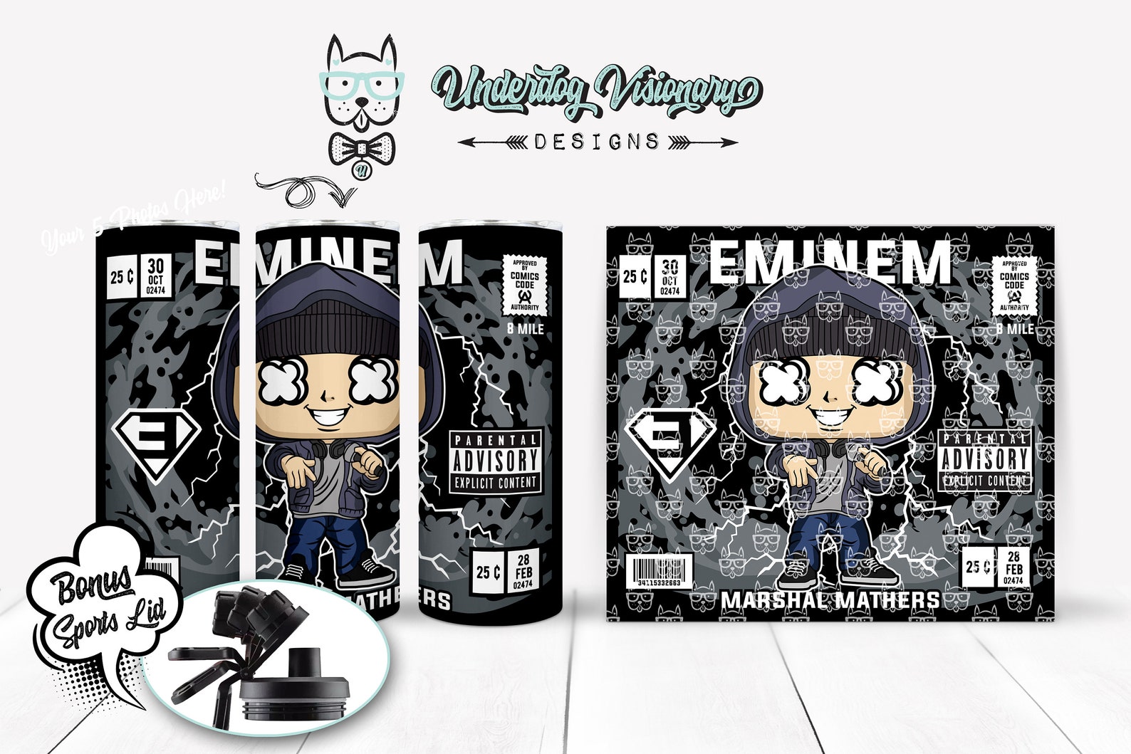 Eminem Inspired Custom 20 Oz Stainless Steel Tumbler With FREE Bonus ...