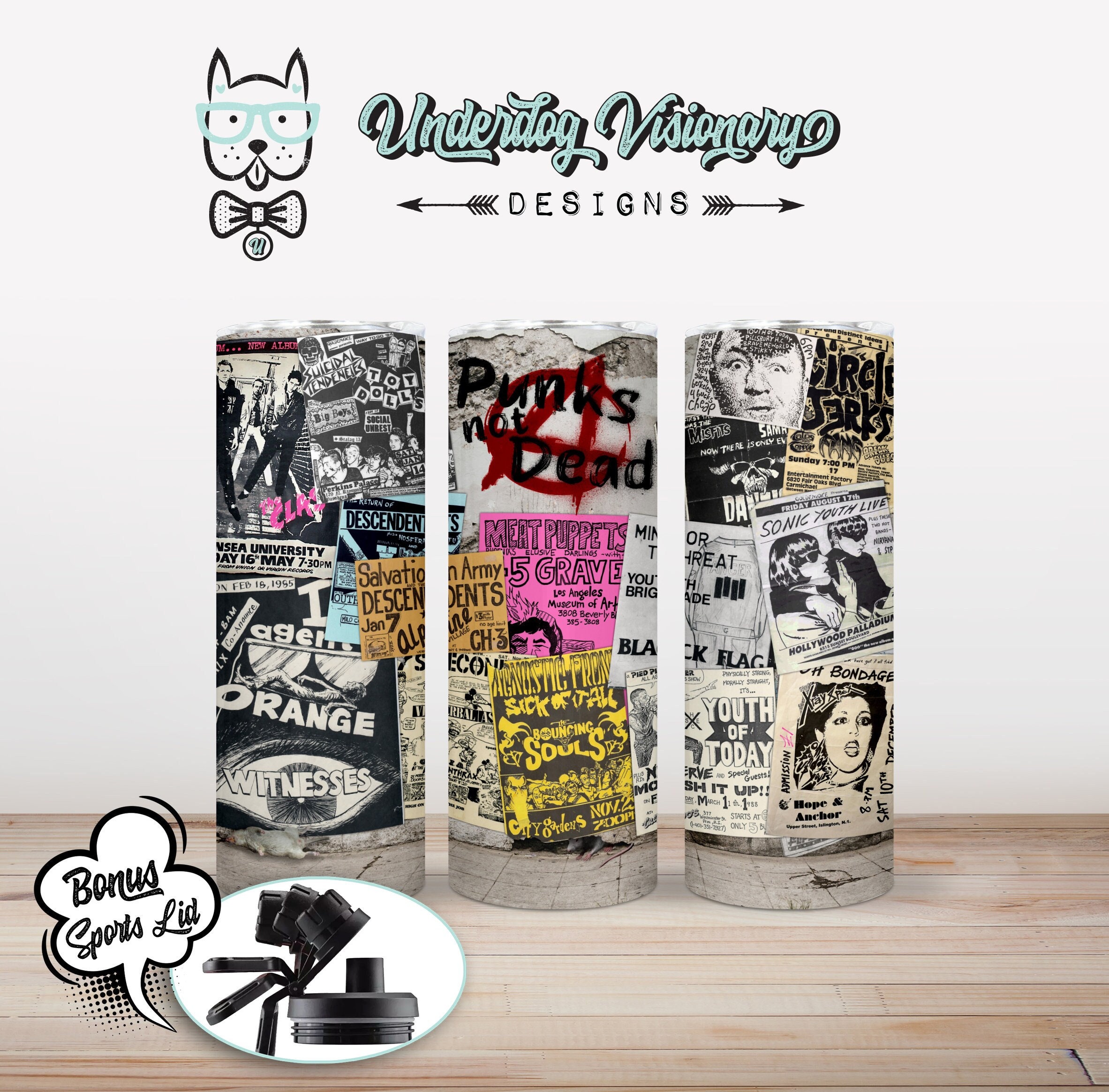 Vintage Punk Flyer Custom 20 Oz Stainless Steel Tumbler With FREE Bonus ...