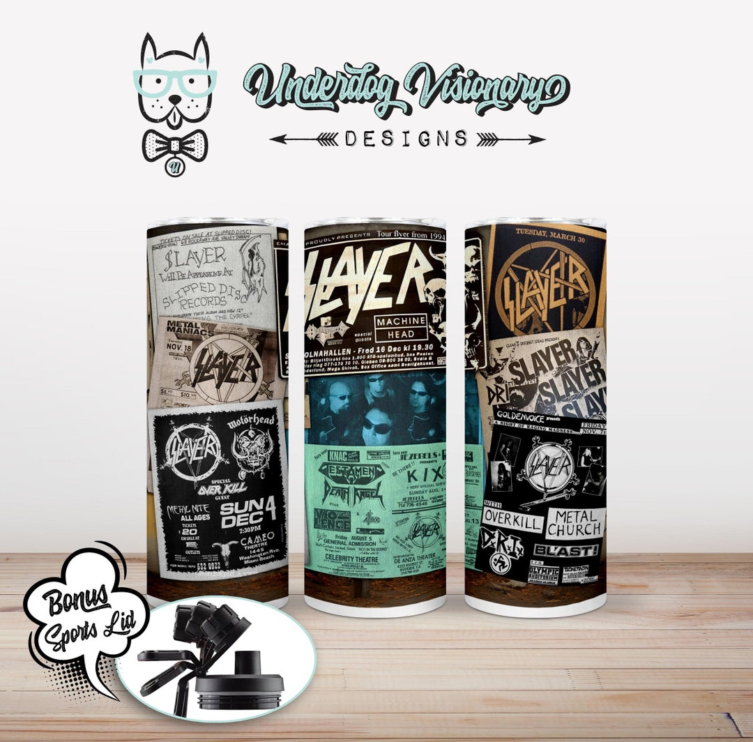 Vintage Heavy Metal Slayer Flyers 20 Oz Stainless Steel Tumbler With ...