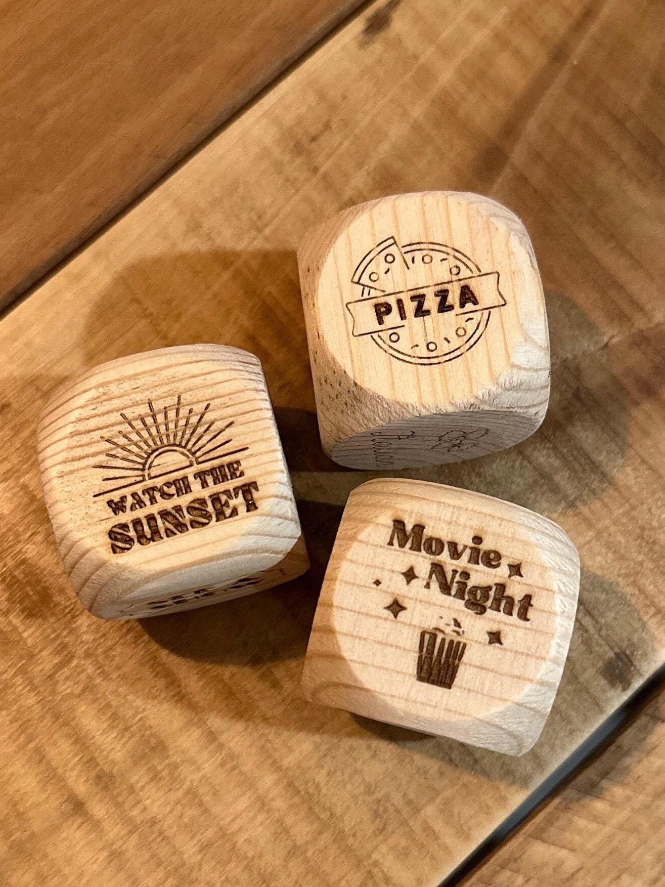 Engraved Date Night Dice Wooden Dice, Personalized, Handwriting, Custom ...