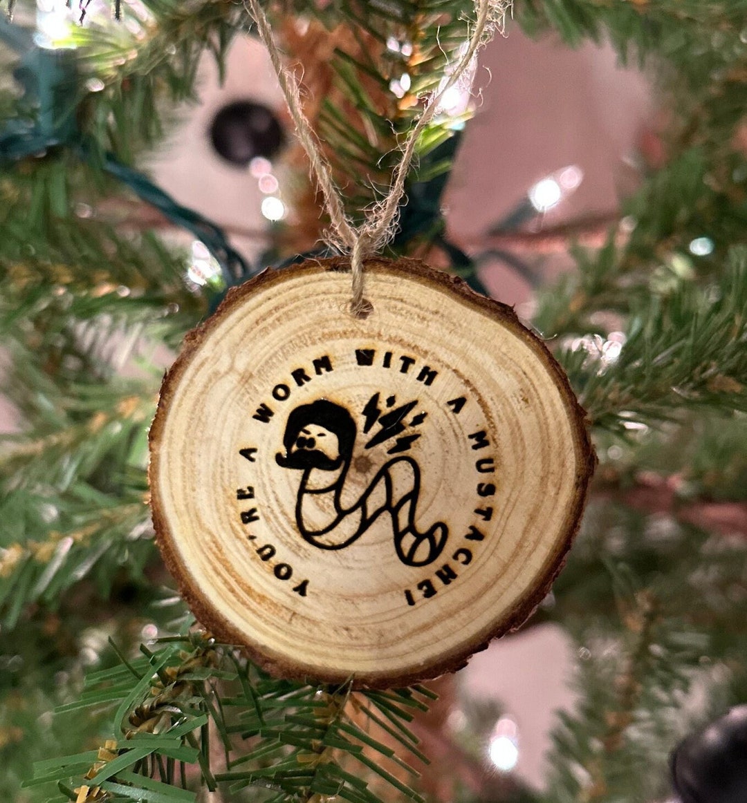 Worm With a Mustache Engraved James Kennedy Christmas Ornament ...