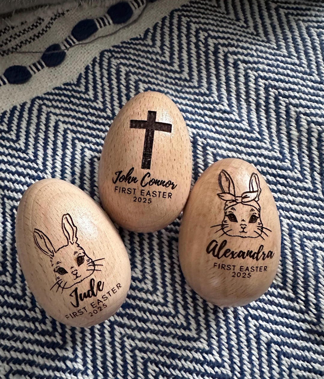 Personalized Wooden Easter Egg Rattle | Custom Engraved Easter Keepsake ...