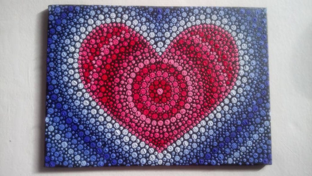 Hand Dotted Painting Mandala Heart, - Etsy