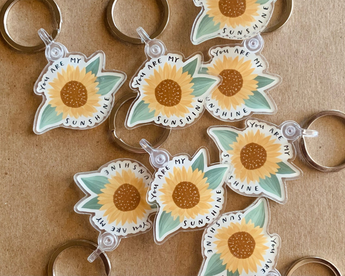 Sunflower Keychain, You Are My Sunshine Keychain, Acrylic Keychain - Etsy