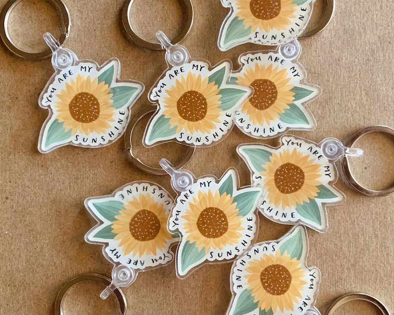 Sunflower Keychain, You Are My Sunshine Keychain, Acrylic Keychain - Etsy
