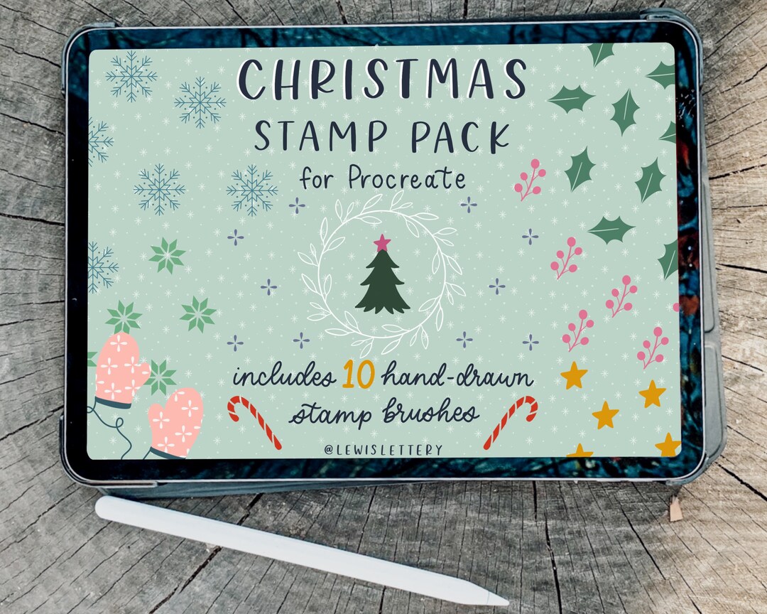 Christmas Stamp Brushes for Procreate | Set of 10 Hand-drawn Stamp ...
