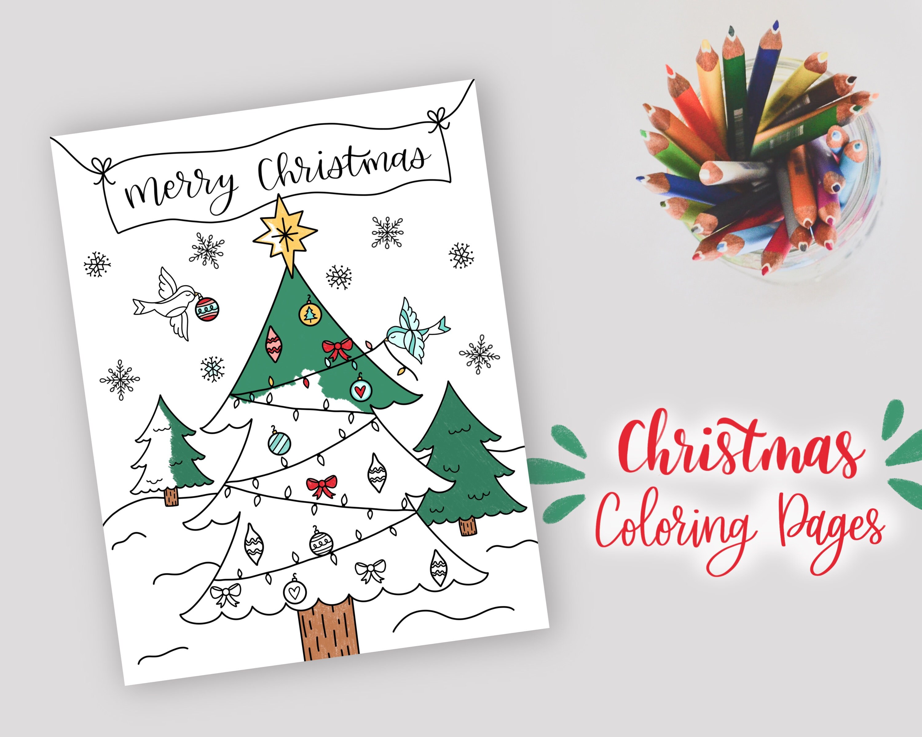 Christmas Coloring Pages Set of 3 Printable Coloring | Etsy