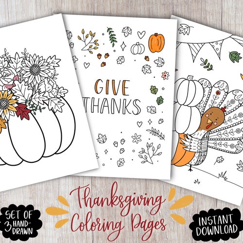 FALL COLORING PAGES Hand Drawn Printable Digital Coloring - Etsy