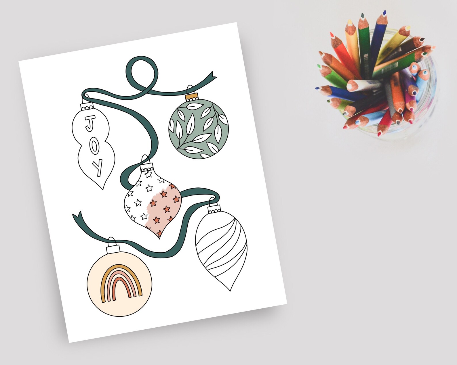 Christmas Coloring Pages - Set of 3 Hand-drawn Pages - for Printable ...