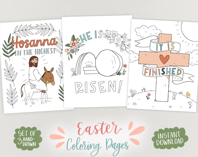 Easter Coloring Page Hand-illustrated Design Printable DIY Easter Decor ...