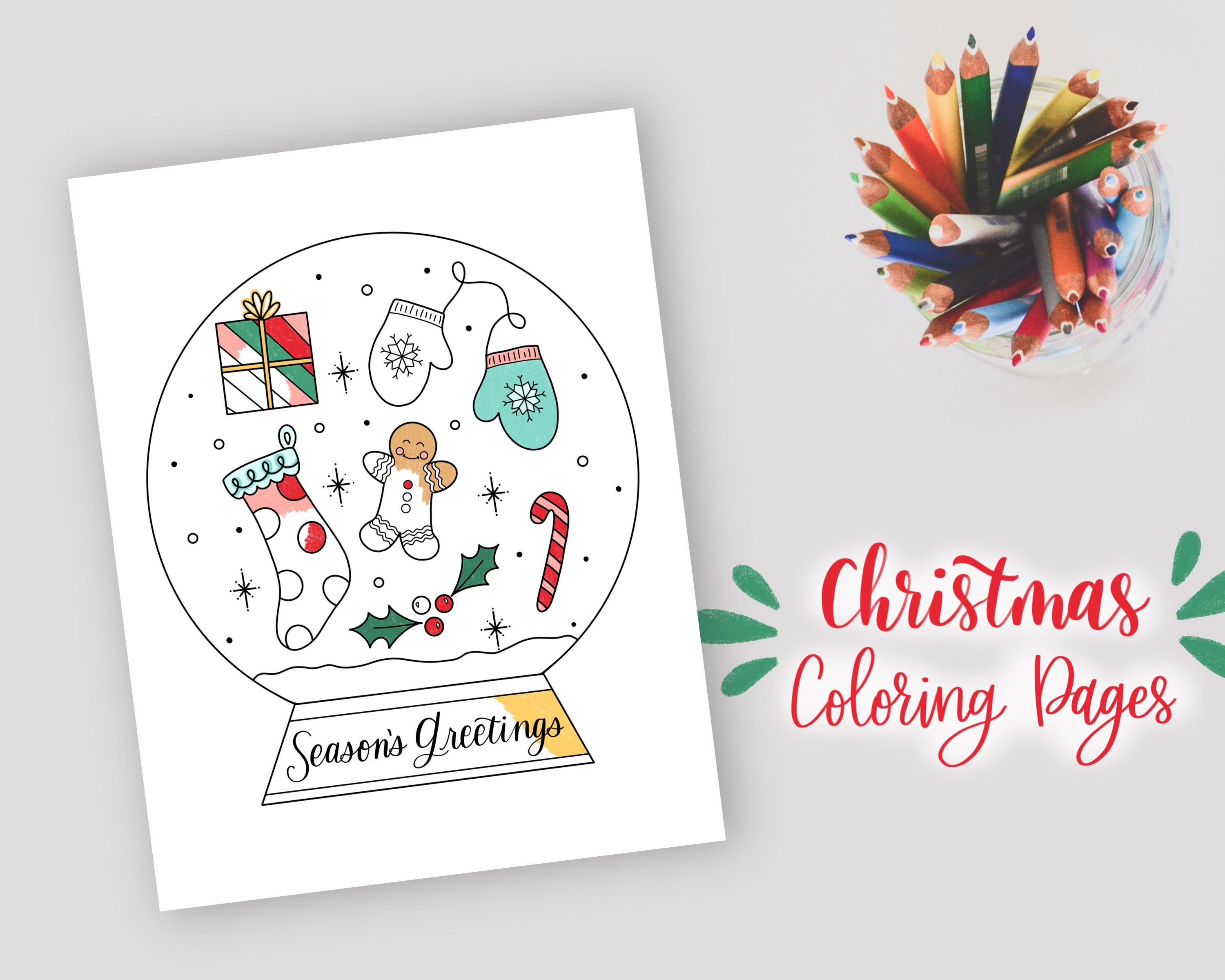Christmas Coloring Pages Set of 3 Printable Coloring | Etsy
