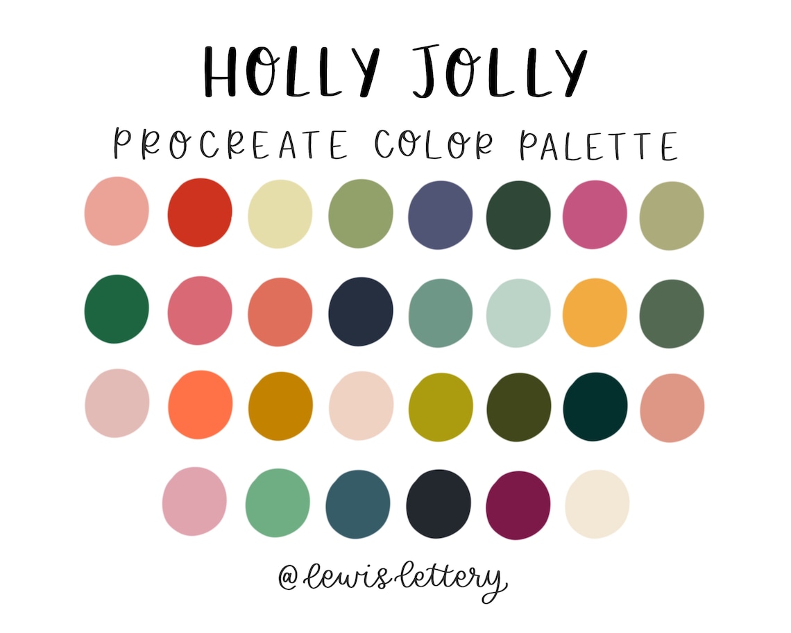 Holly Jolly Color Palette for PROCREATE 30 Color Swatches - Etsy