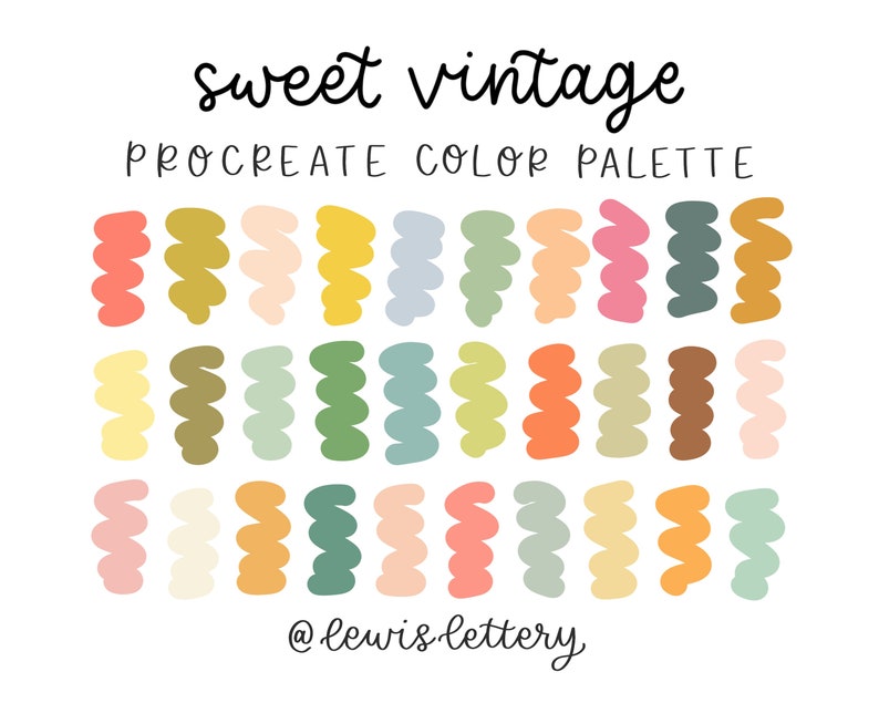 Sweet Vintage PROCREATE COLOR PALETTE Color Swatches Ipad - Etsy