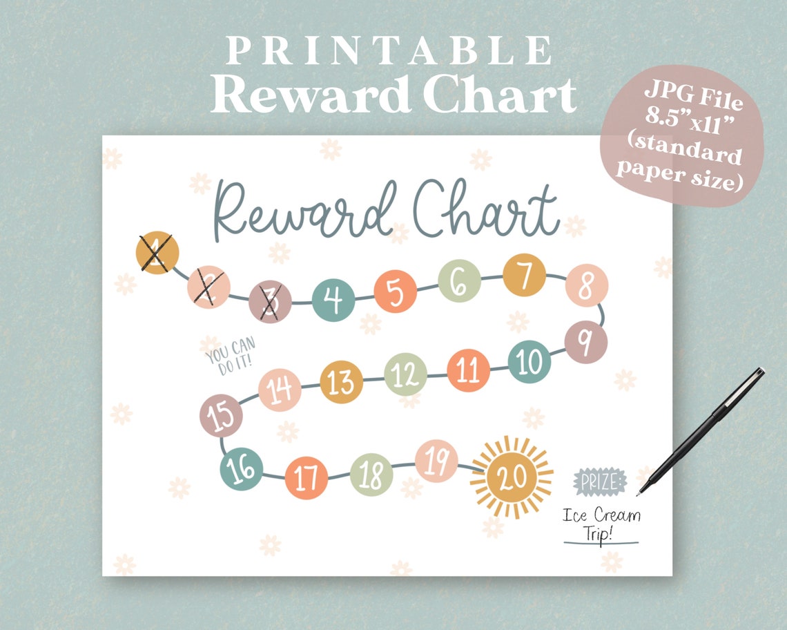Printable Reward Chart Kids Sticker Chart Prize Chart - Etsy
