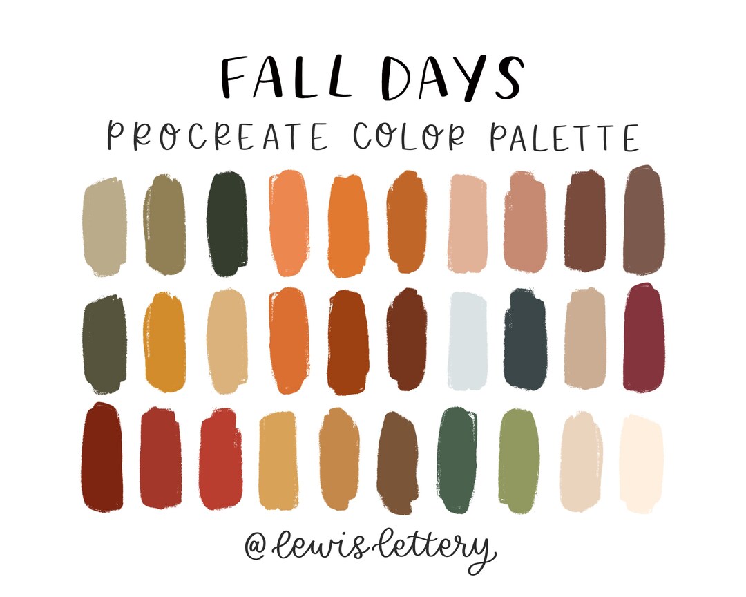 Fall Days - PROCREATE COLOR PALETTE - Color Swatches, iPad Tools, Hand ... Fall Days - PROCREATE COLOR PALETTE - Color Swatches, iPad Tools, Hand ...