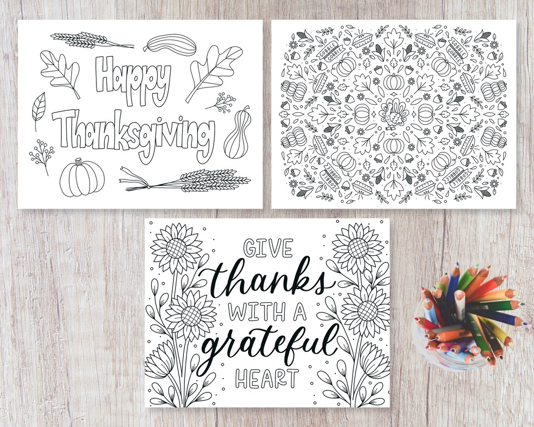 THANKSGIVING Coloring Pages Part 2 | Printable Coloring Sheets | Set of ...