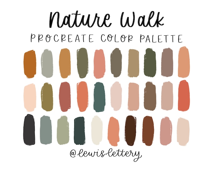 Earth Tones Procreate Color Palette Hex Codes Tan Orange Maroon Blue