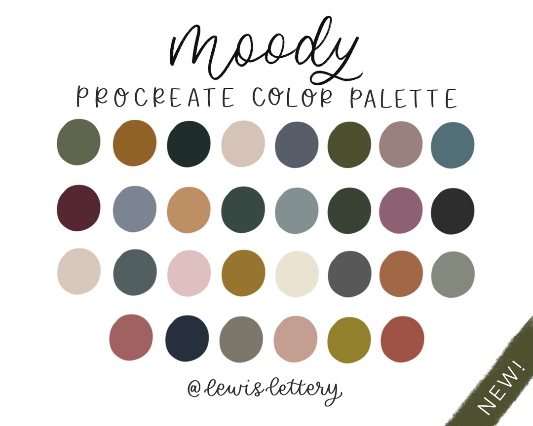 Moody - PROCREATE COLOR PALETTE | Color Swatches, iPad Lettering ...