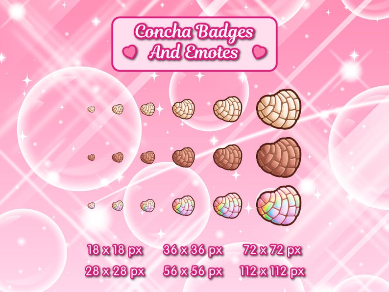 Concha Sub Badges and Emotes - 3 Extra Conchas | Pan Dulce | for Twitch ...