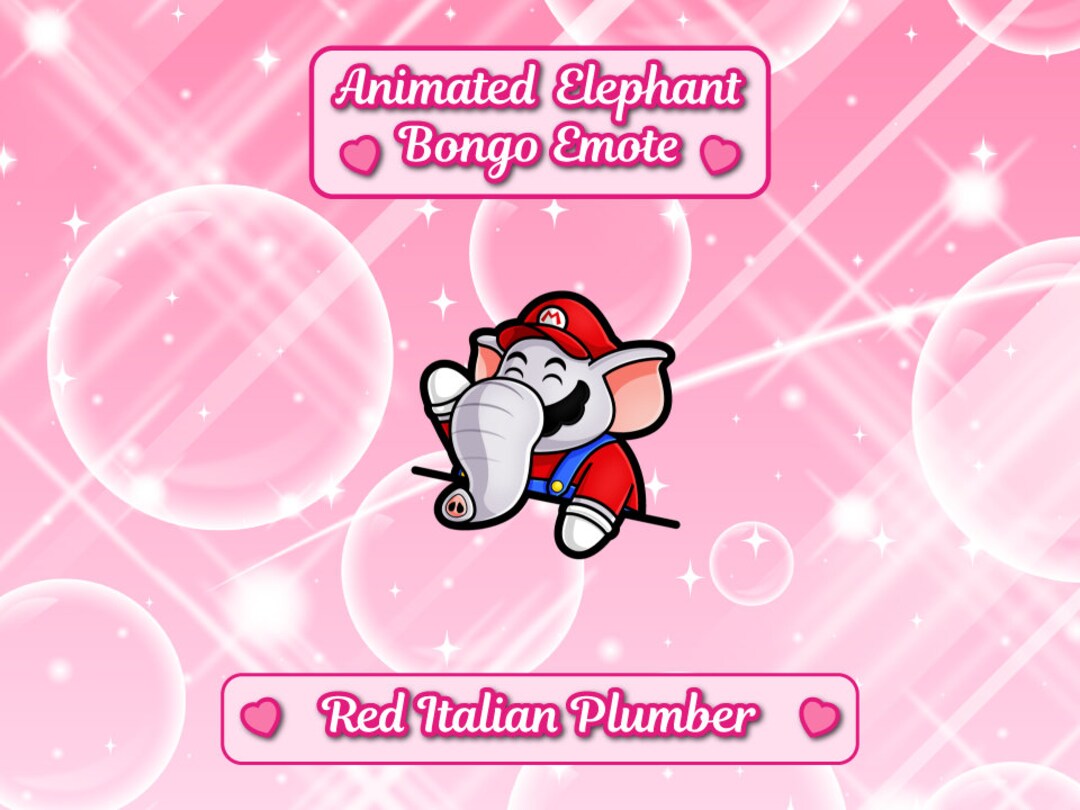 Animated Elephant Red Italian Plumber Bongo Emote for Twitch Streams ...