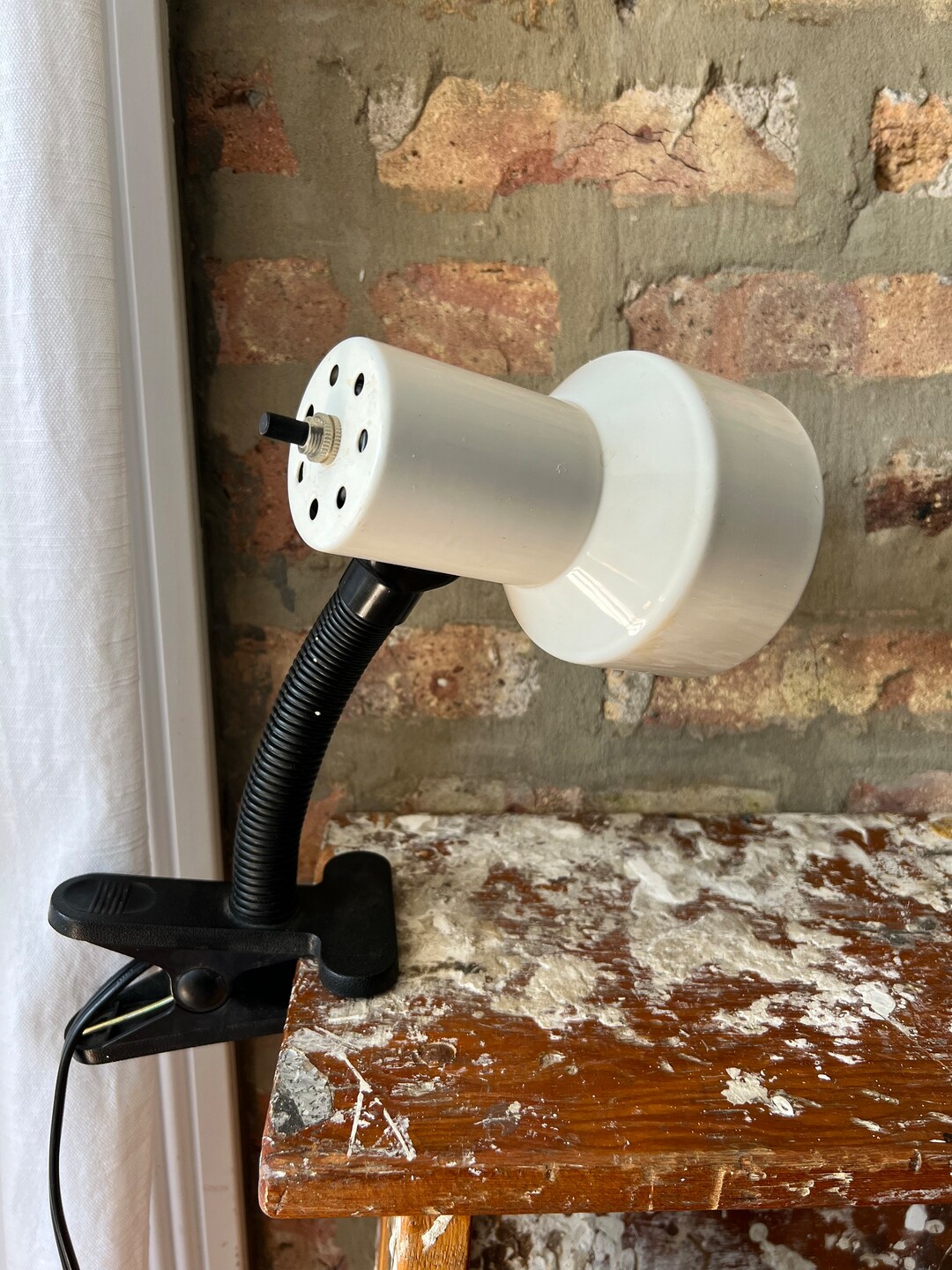 Vintage White Gooseneck Clip-on Lamp - Etsy