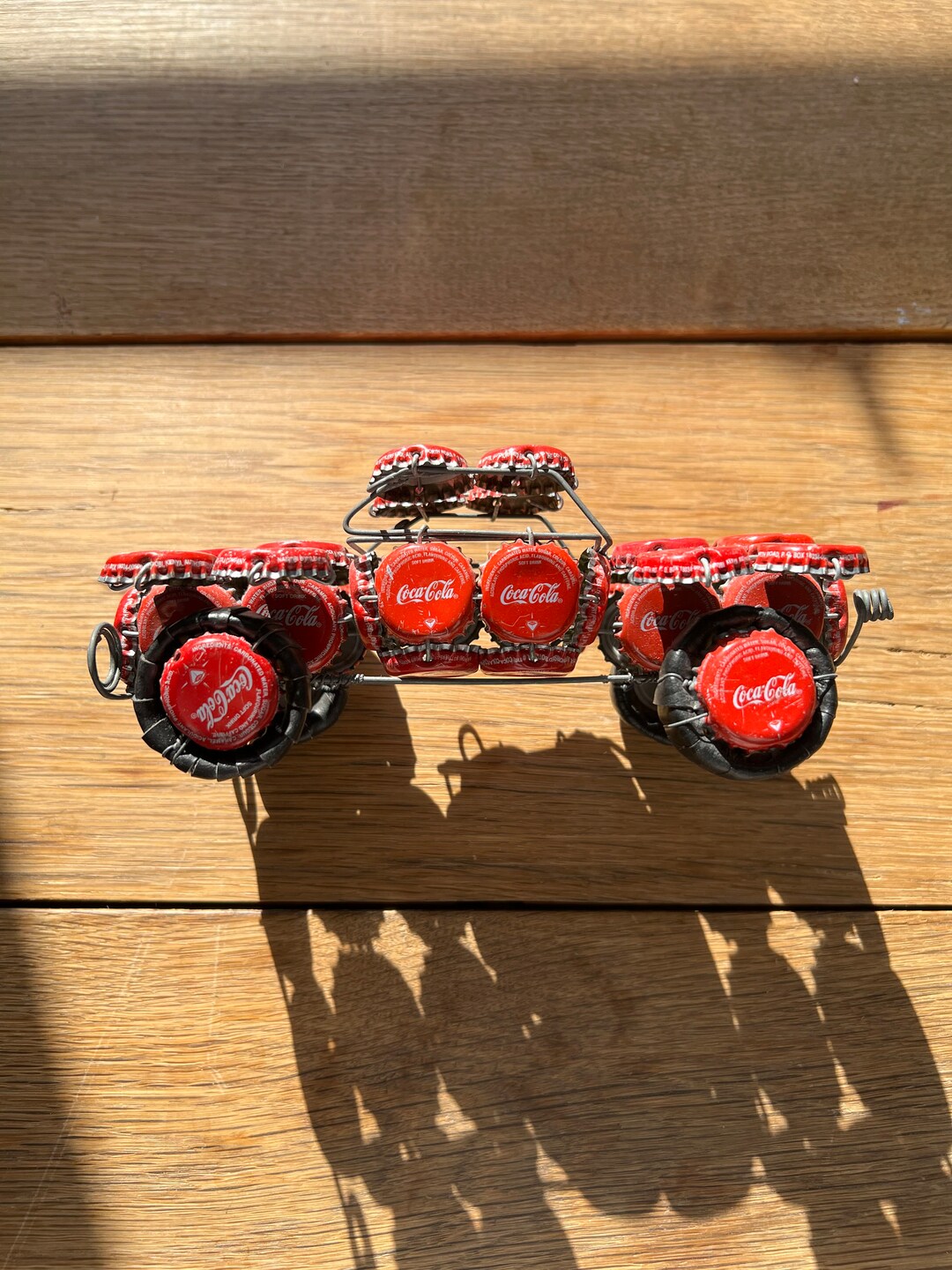 Vintage Folk Art Coca-cola Bottle Cap Wire Toy Car Sculpture - Etsy