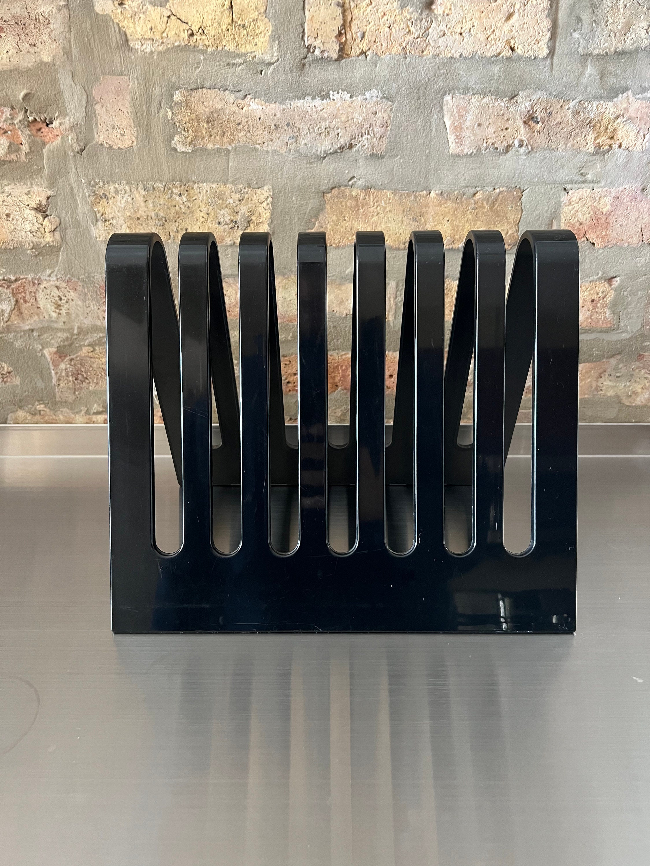 Vintage Spectrum Postmodern Black Plastic Magazine Rack or Record ...