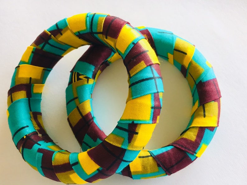 Handmade African Fabric Bangles, Ankara Fabric Bracelets for Women - Etsy