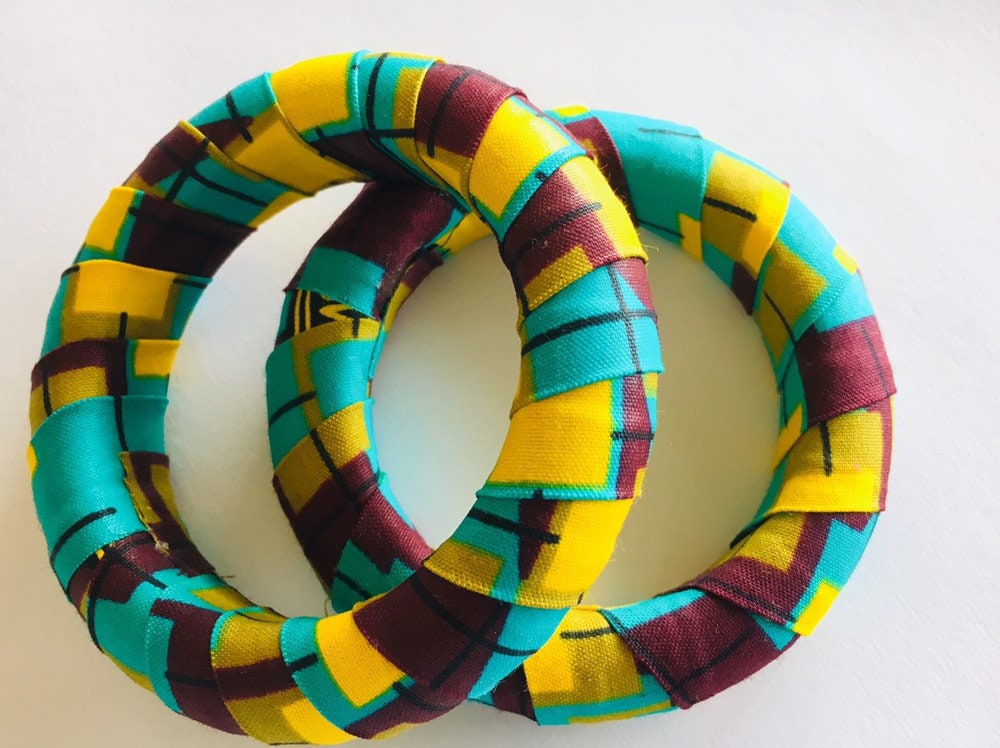 Handmade African Fabric Bangles, Ankara Fabric Bracelets for Women - Etsy