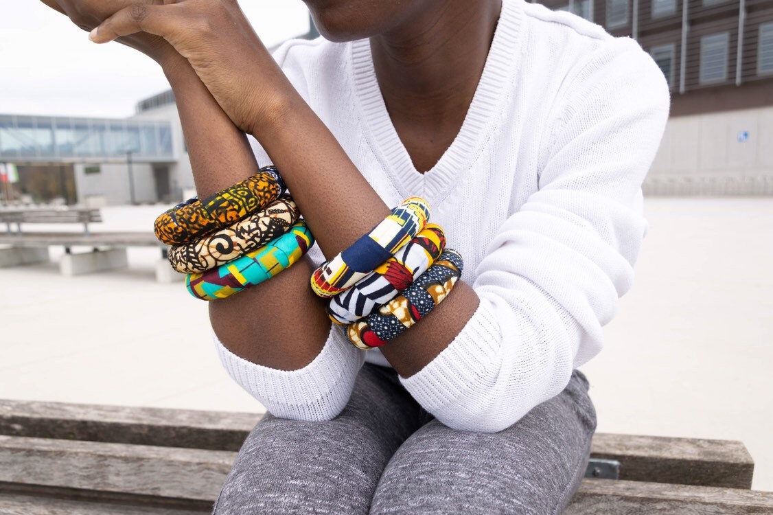 Handmade African Fabric Bangles, Ankara Fabric Bracelets for Women - Etsy