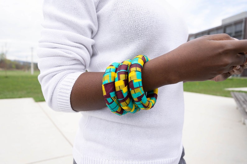 Handmade African Fabric Bangles, Ankara Fabric Bracelets for Women - Etsy