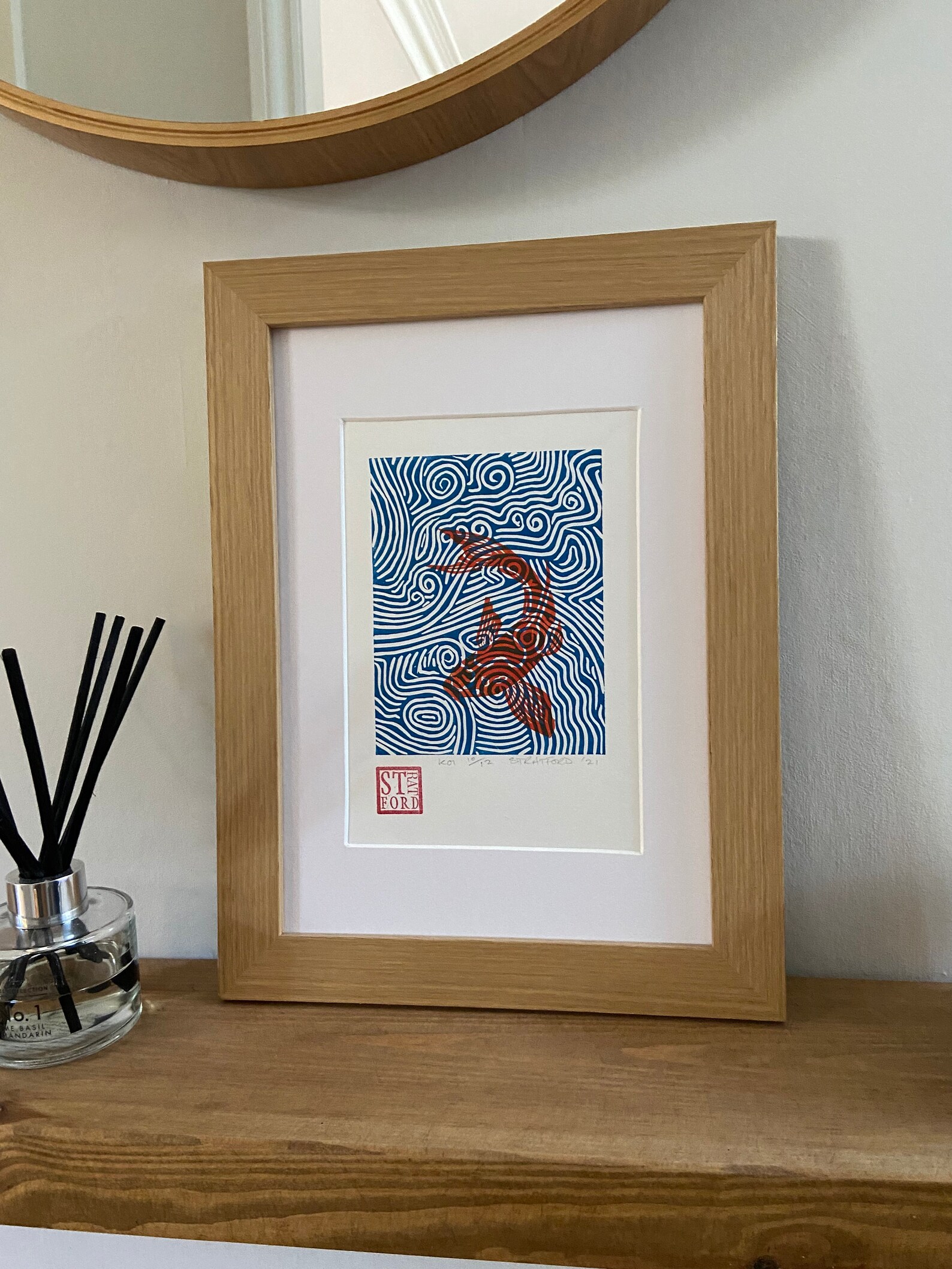 Koi Pool Lino Print by Andrew Stratford - Etsy