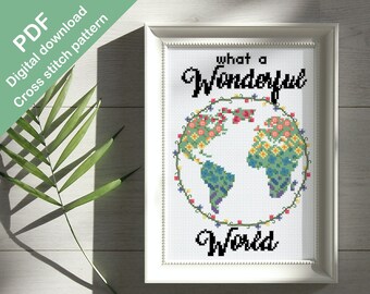 What a Wonderful World Cross Stitch Pattern Modern Nursery - Etsy