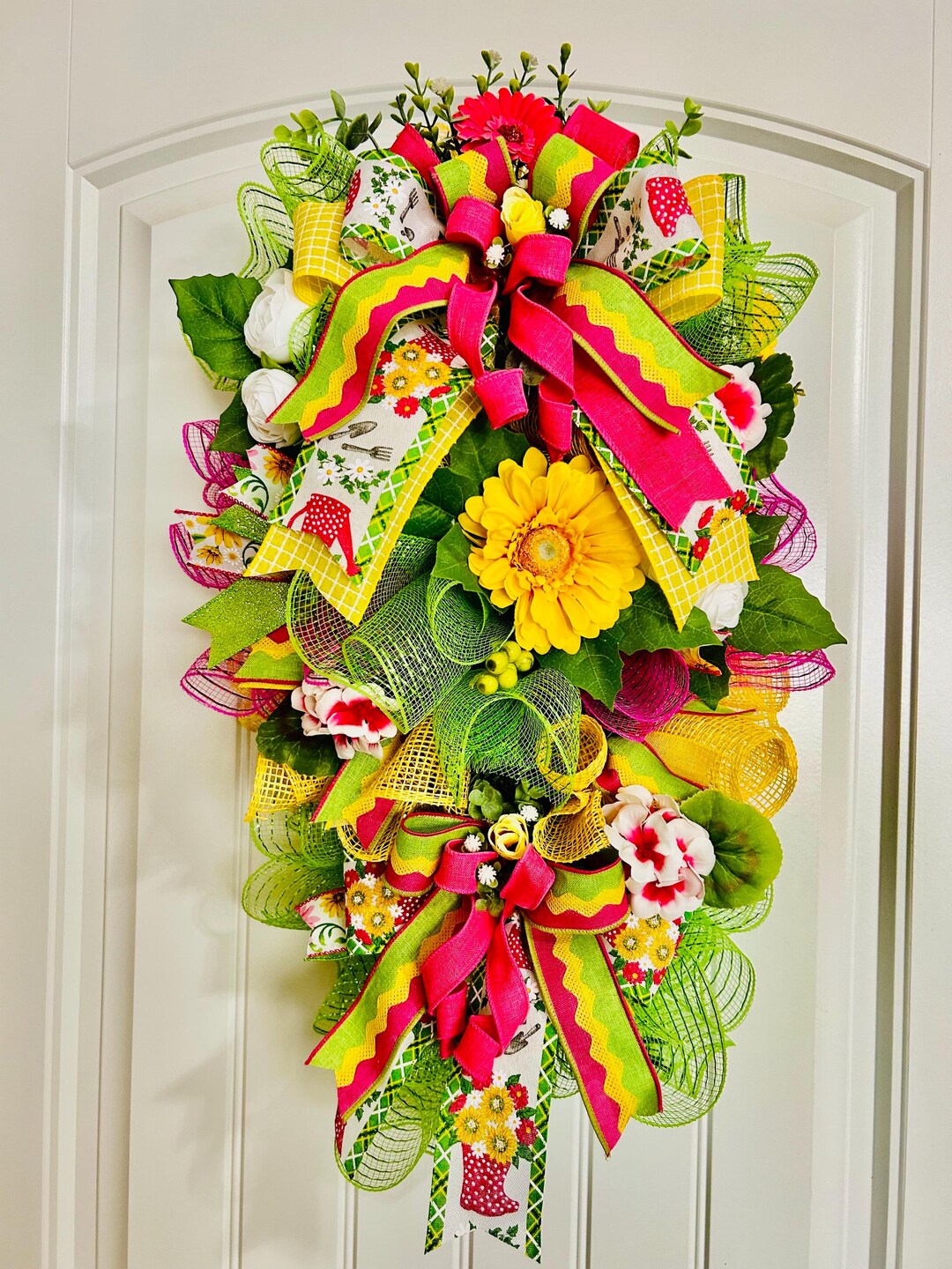Spring Swag Wreath With Daisies, Daisy Swag, Spring Floral Swag, Floral ...