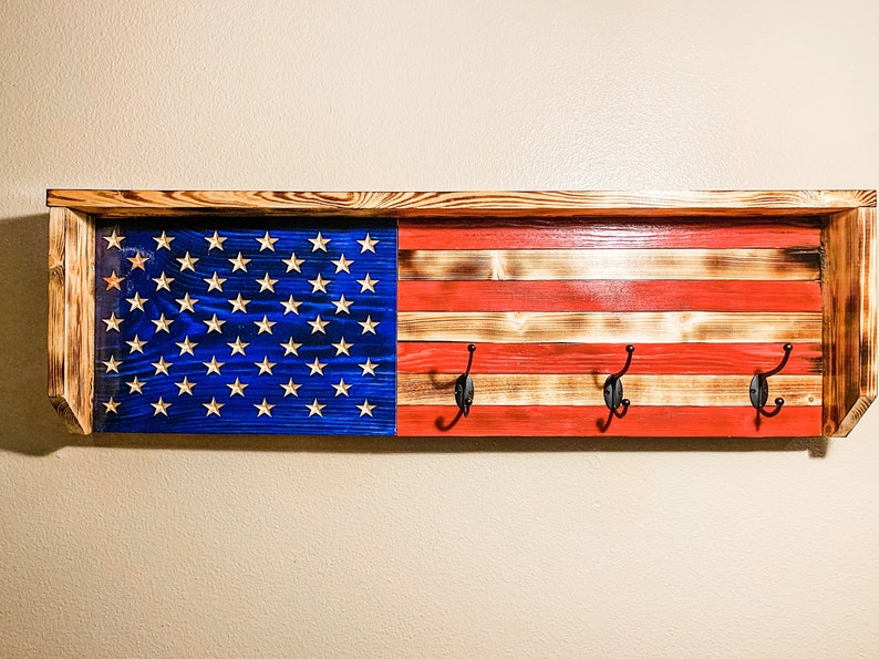 American Flag Coat Rack, Wood American Flag, Patriotic Coat Rack - Etsy