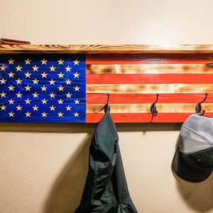 American Flag Coat Rack, Wood American Flag, Patriotic Coat Rack - Etsy